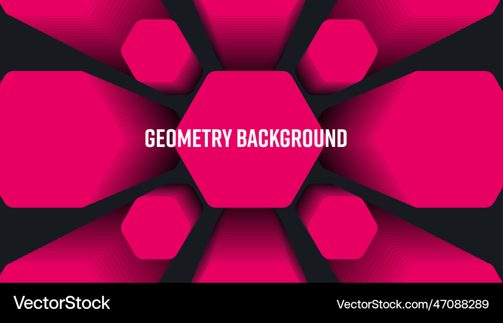 Magenta color geometric hexagons blend gradient Vector Image