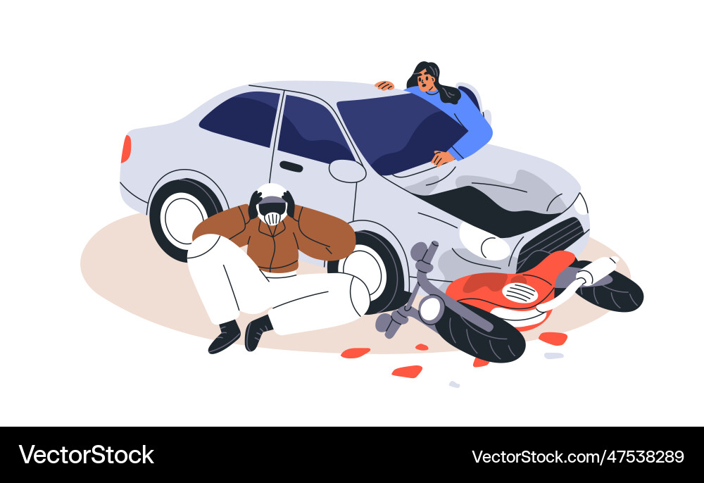 Motorcycle Accident - Car Collision Royalty Free Vector