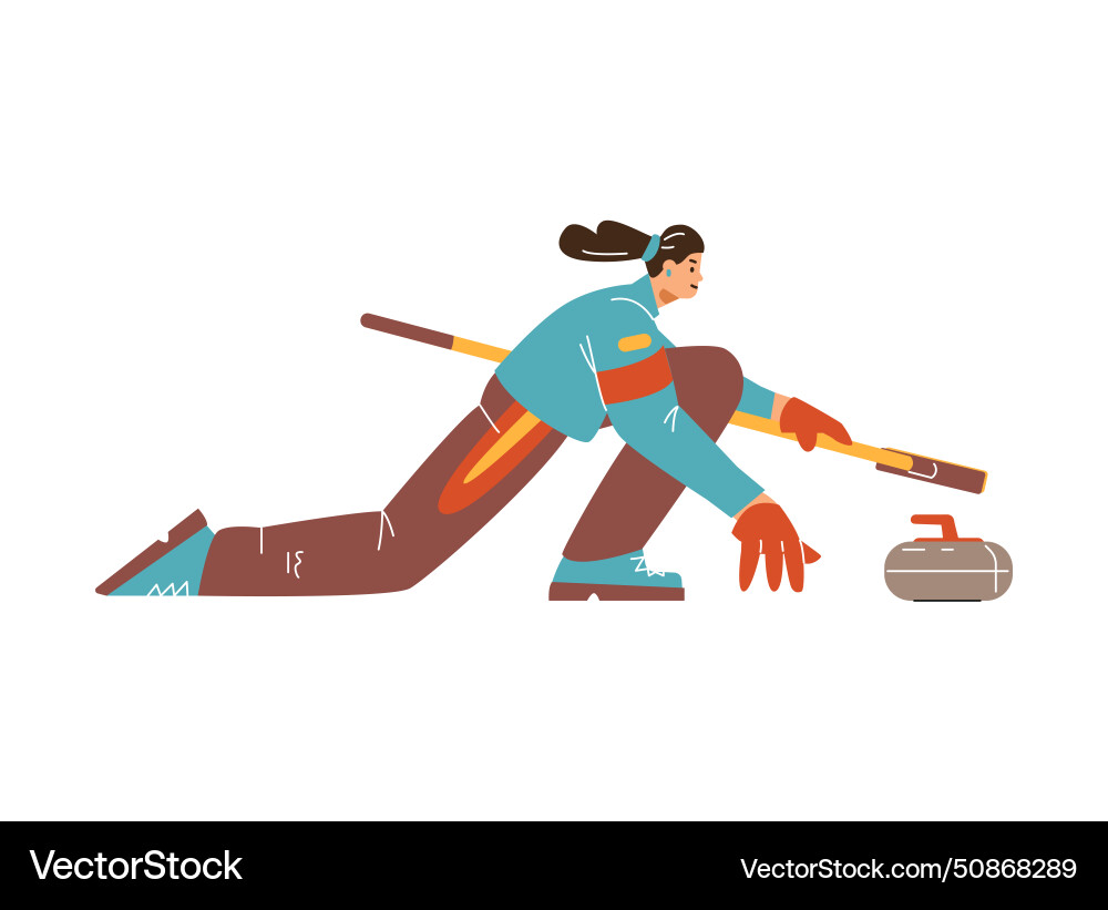 Sport design for curling with player Royalty Free Vector