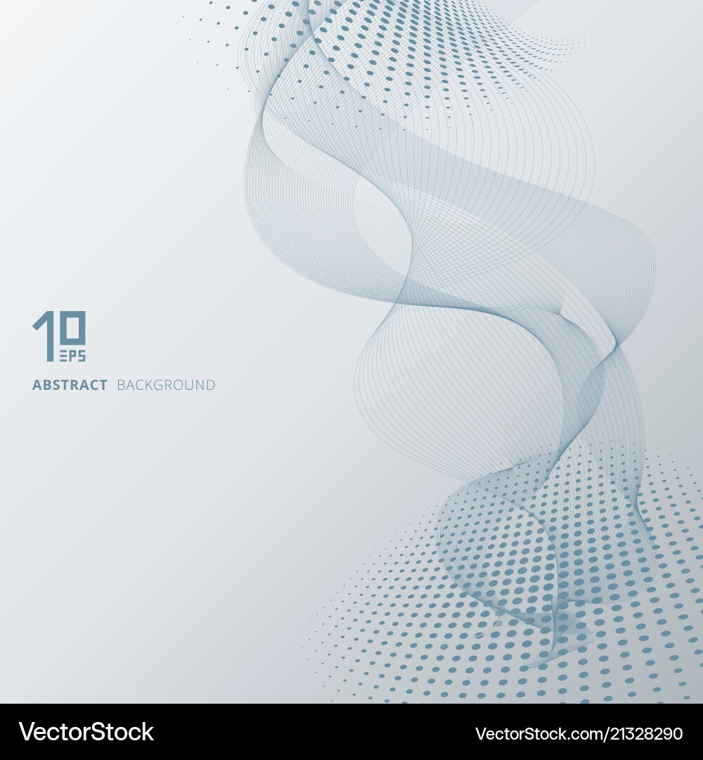 Abstract smooth blue lines waves with halftone Vector Image
