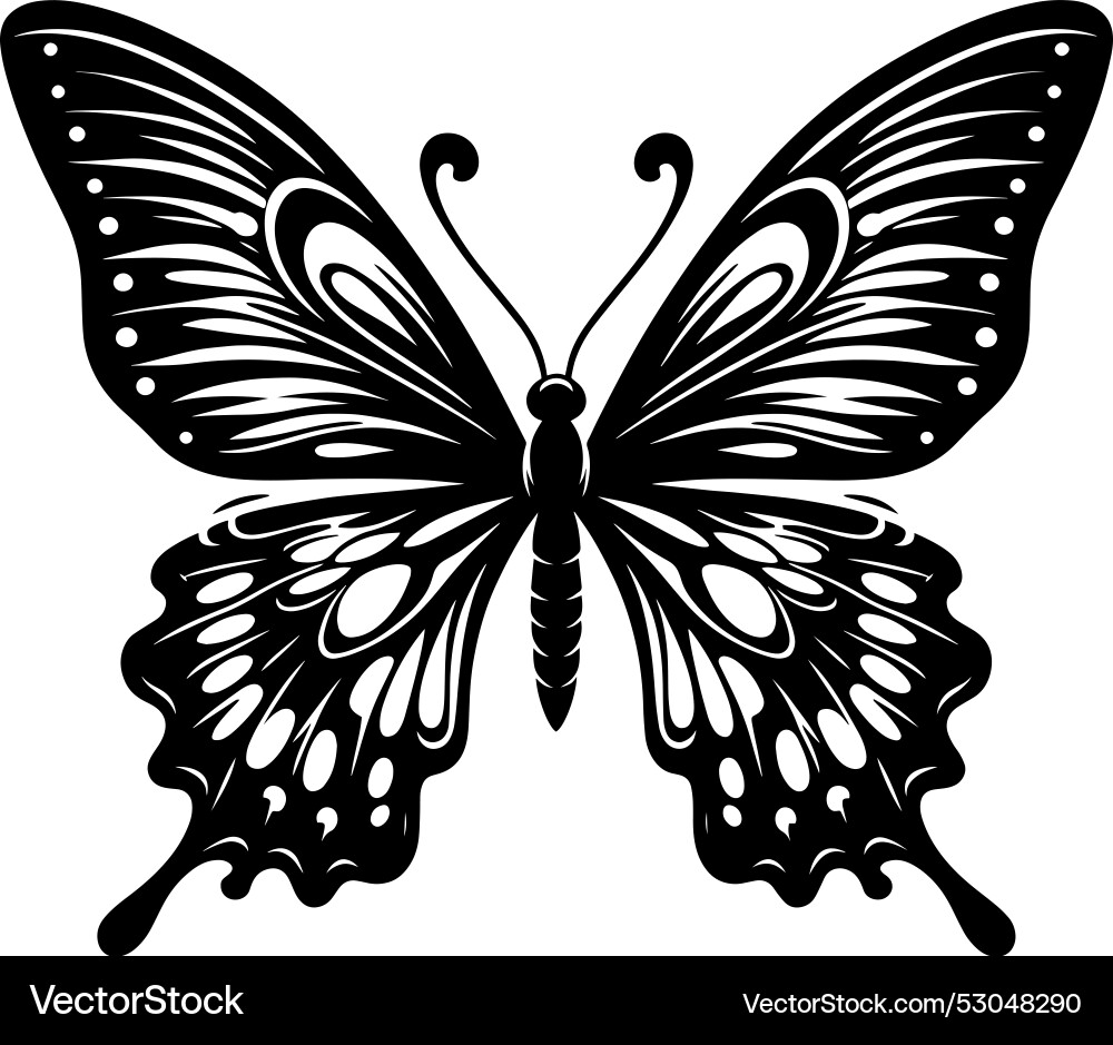 Beautiful butterfly insect silhouette isolated Vector Image