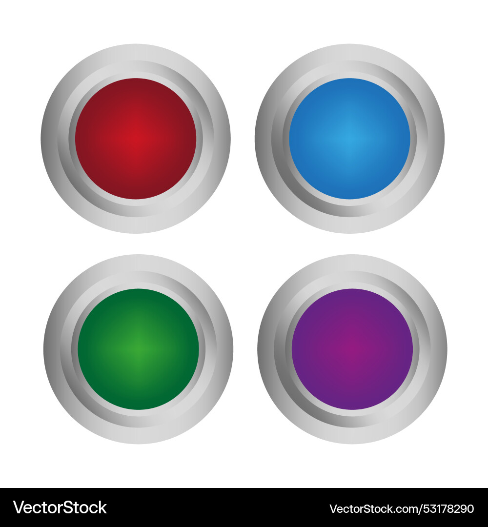 Round colored buttons emergency symbol glossy Vector Image