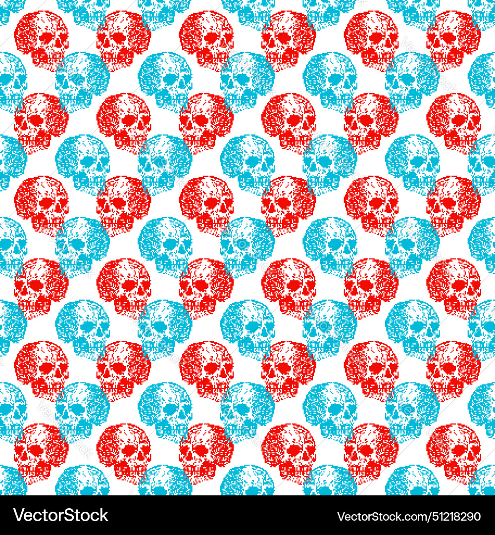 Skull pixel art pattern seamless pixelated Vector Image