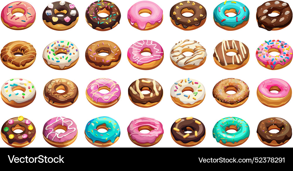 Donuts icon set game simple cartoon style Vector Image