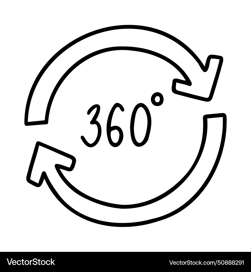 Doodle 360 degree hand drawn outline style Vector Image
