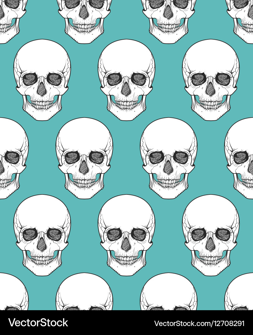 Human skull tribal style seamless pattern hand Vector Image