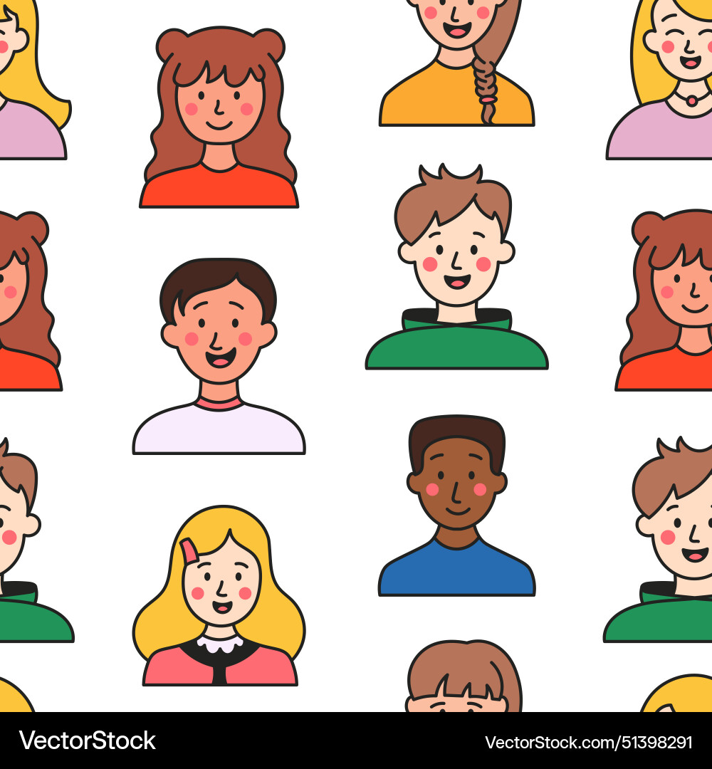 Kids different user profile seamless pattern Vector Image