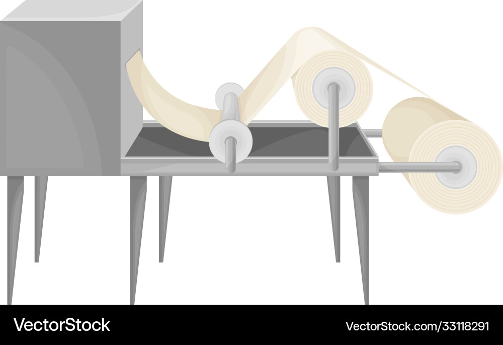 Paper production with raw material calendering Vector Image