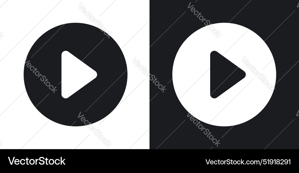 Play icon set in solid black and white color Vector Image