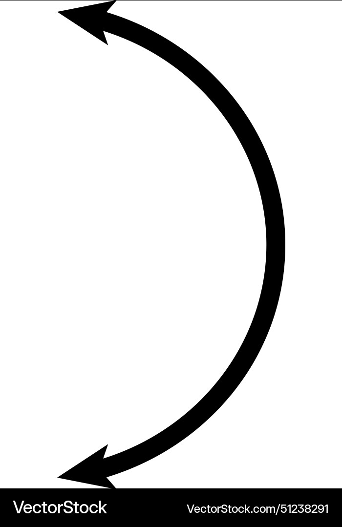 Semicircular curved thin long double ended arrow Vector Image