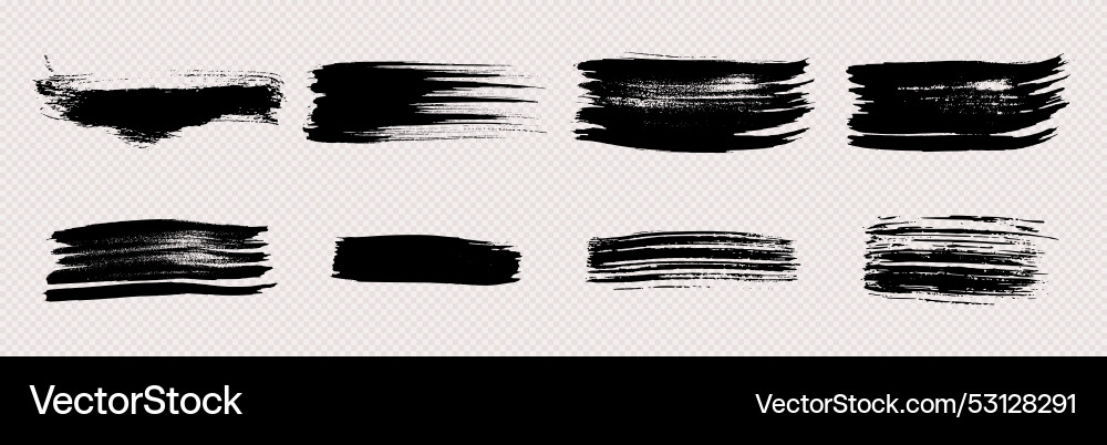 Set of black hand drawn brush strokes Royalty Free Vector