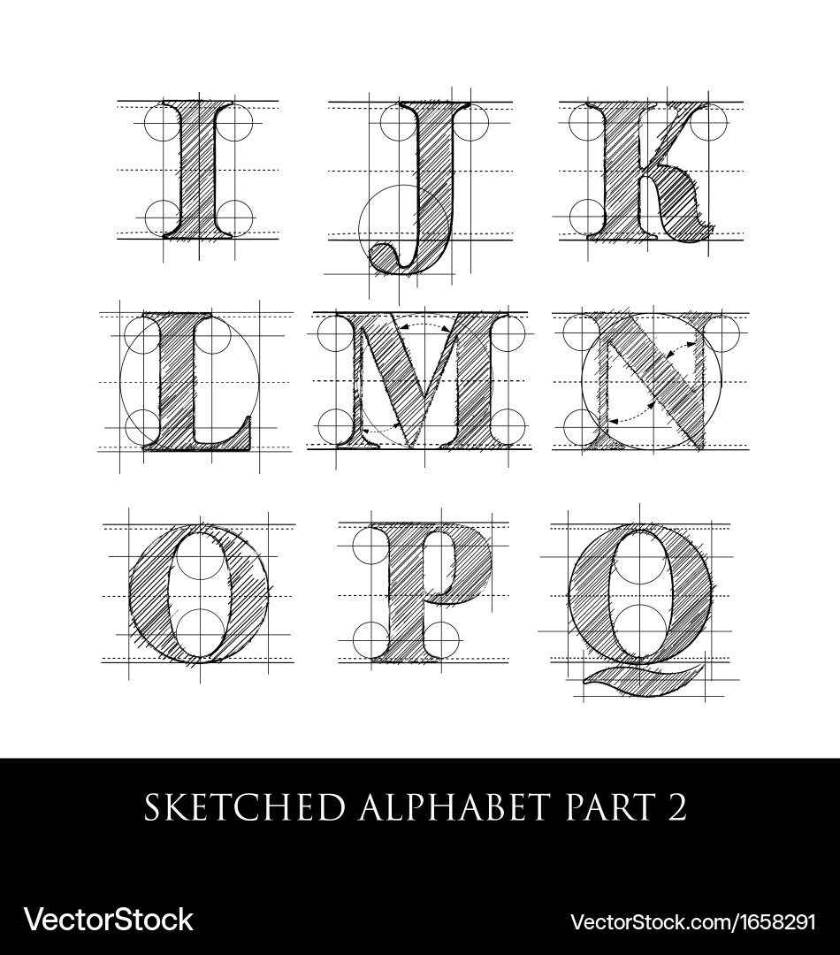 Sketched diagram alphabet set 2 Royalty Free Vector Image