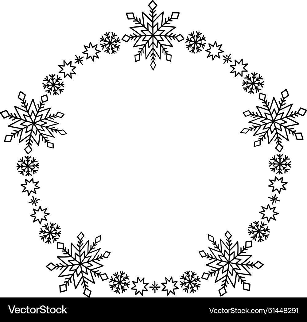 Snowflake circle frame winter round Royalty Free Vector
