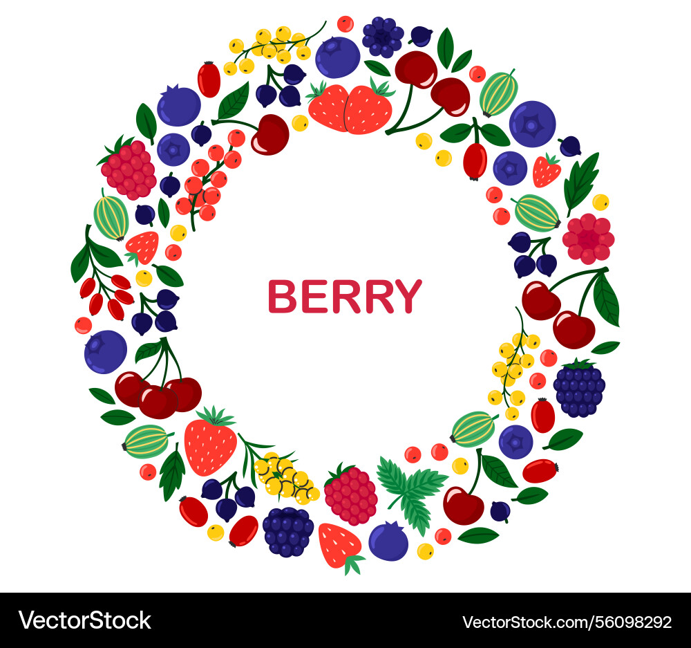 Berries circle frame cherry black currant Vector Image