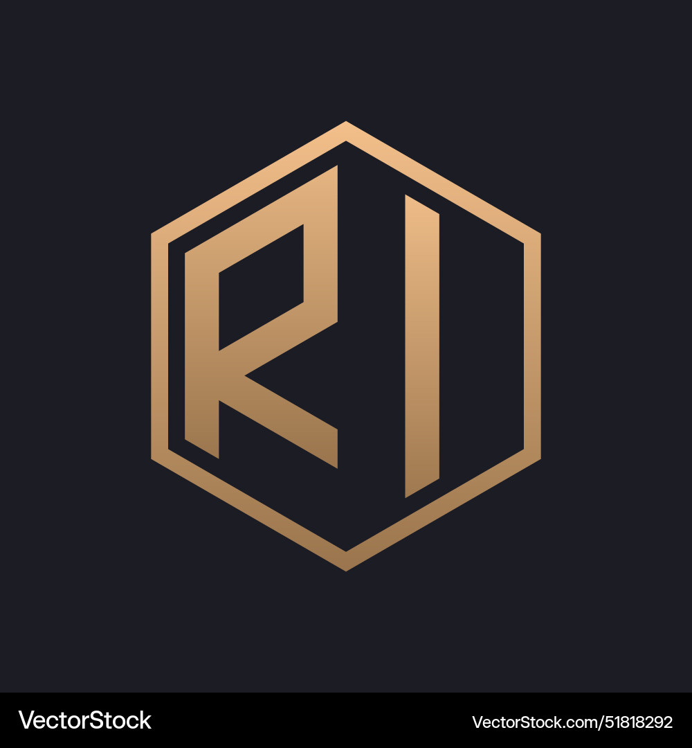 Elegant hexagon letter ri logo design initial Vector Image