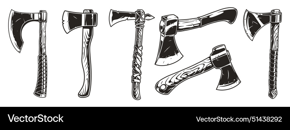 Hand axes monochrome set labels Royalty Free Vector Image