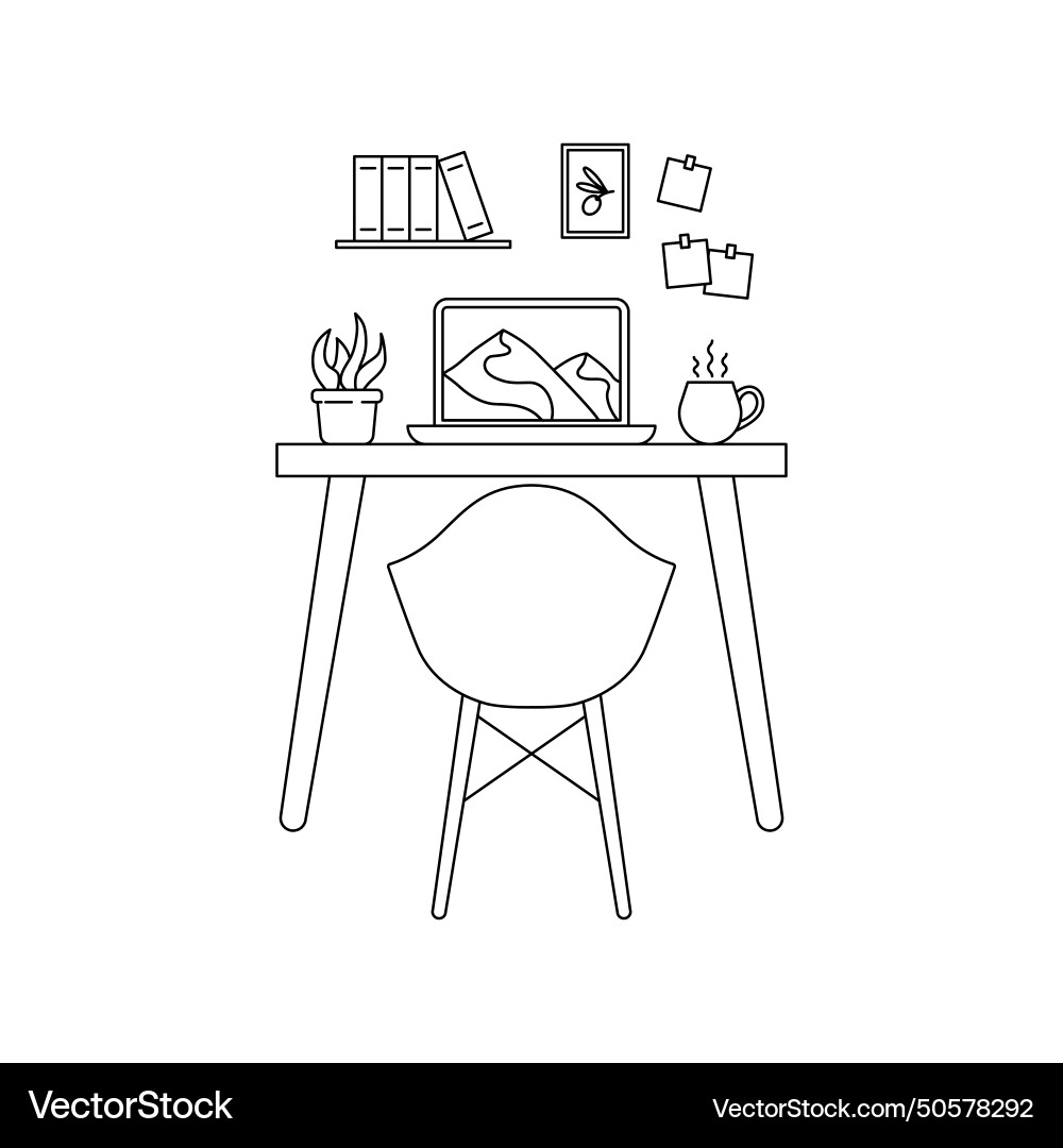 Home office interior Royalty Free Vector Image