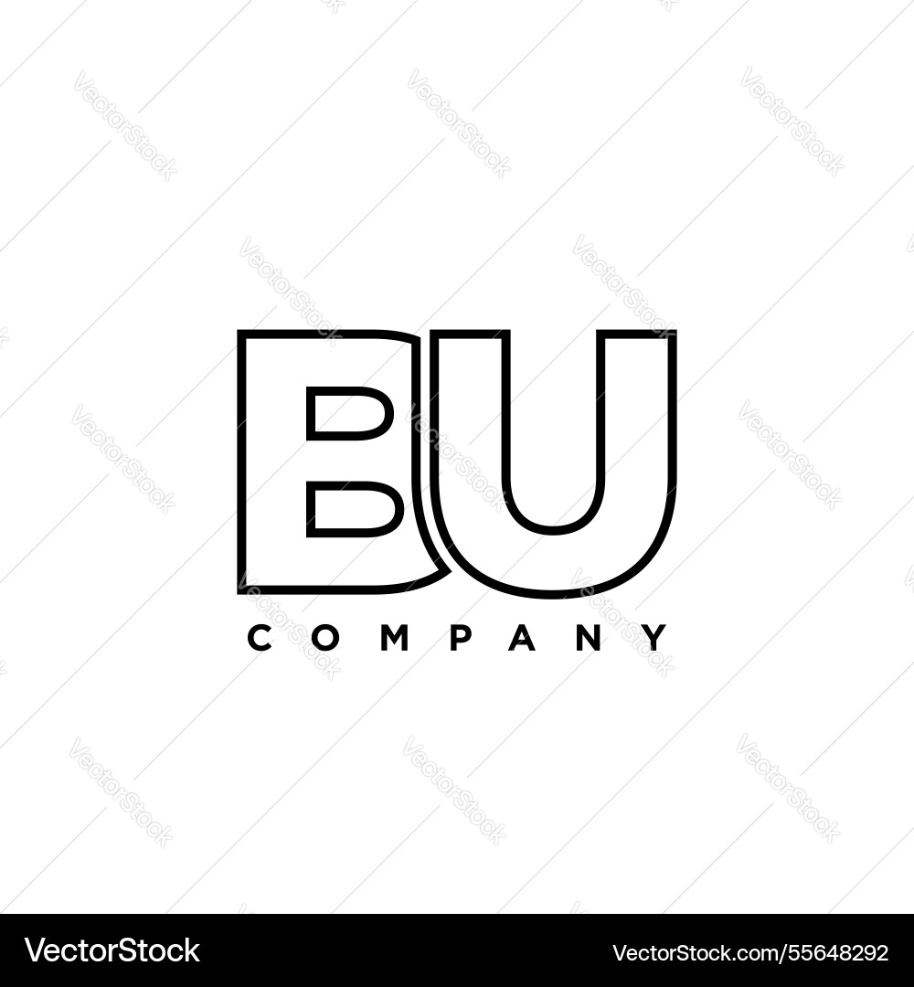 Letter b and u bu logo design template minimal Vector Image