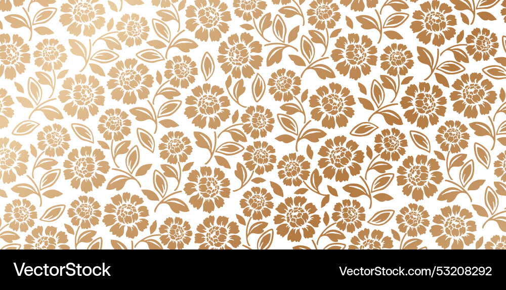 Peony flower golden pattern wallpapers isolated Vector Image