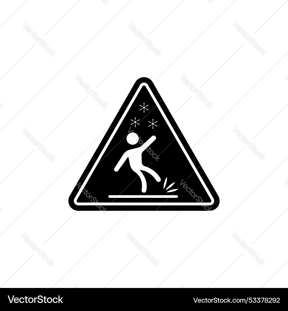 Slippery ice sign icon set caution Royalty Free Vector Image