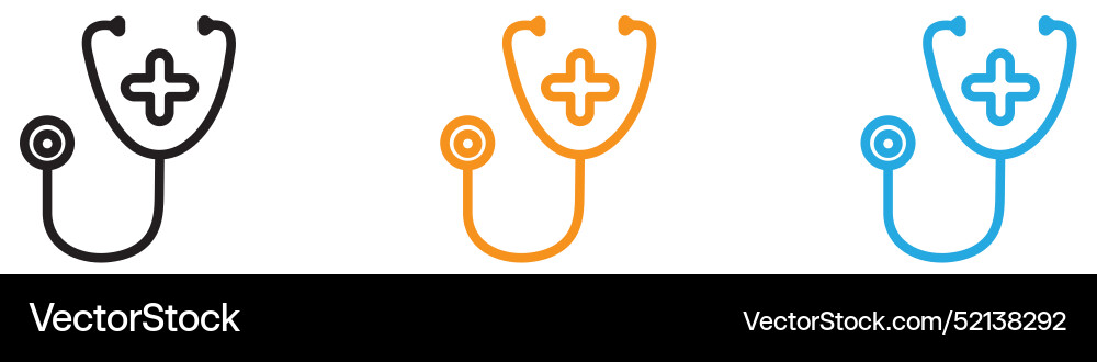 Stethoscope logo set collection for web app ui Vector Image