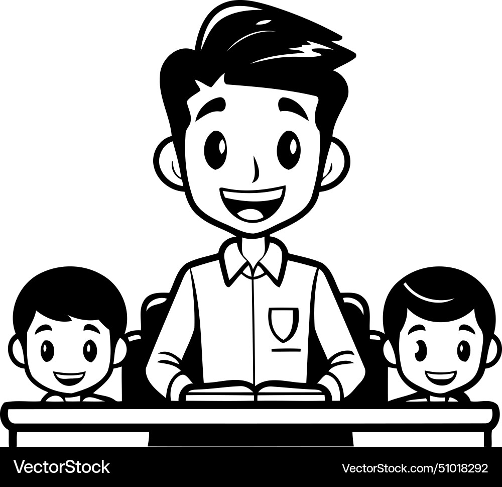 Teacher and students in classroom cartoon style Vector Image