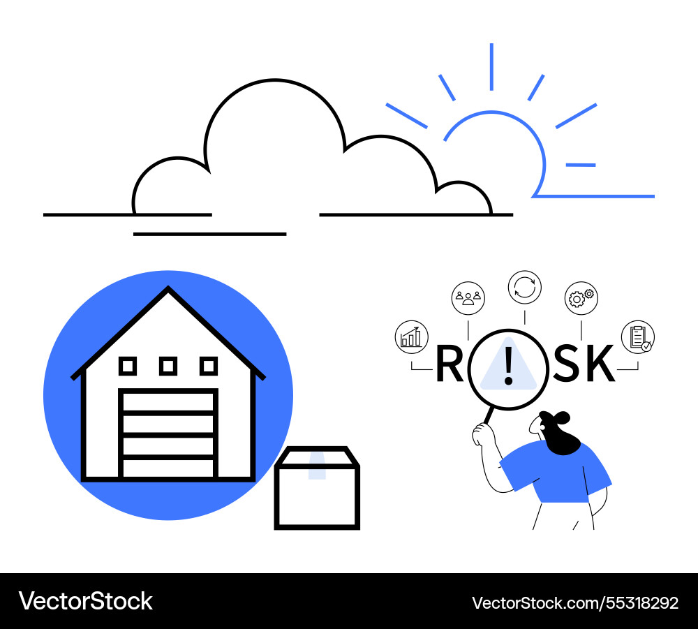Warehouse logistics risk assessment and cloud Vector Image