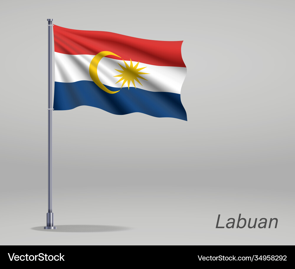 Waving flag labuan - state malaysia Royalty Free Vector