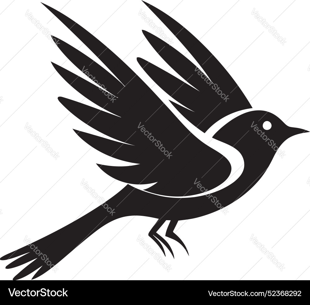 Whimsical winged charm black iconic design aerial Vector Image
