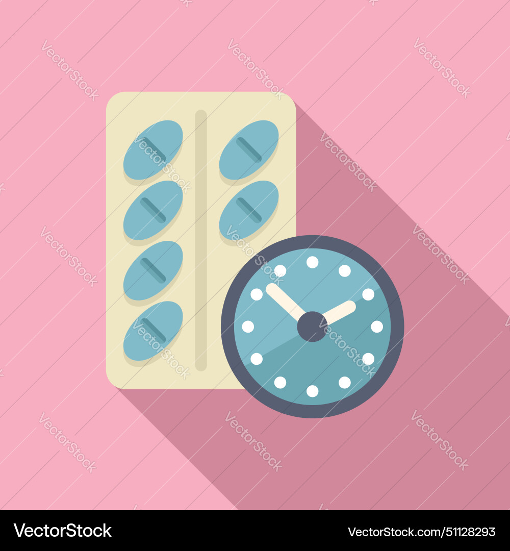 Drug blister using time icon flat health Vector Image