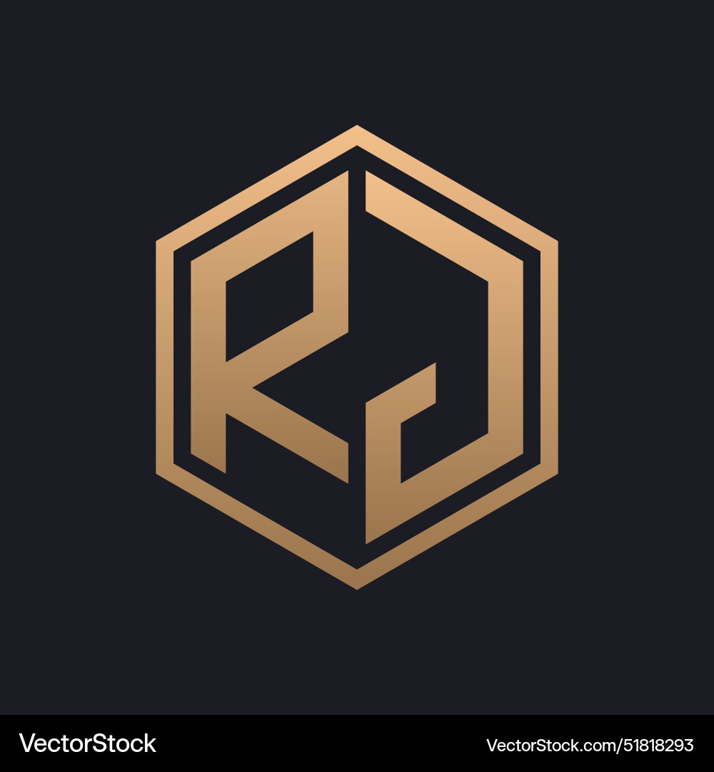 Elegant hexagon letter rj logo design initial Vector Image