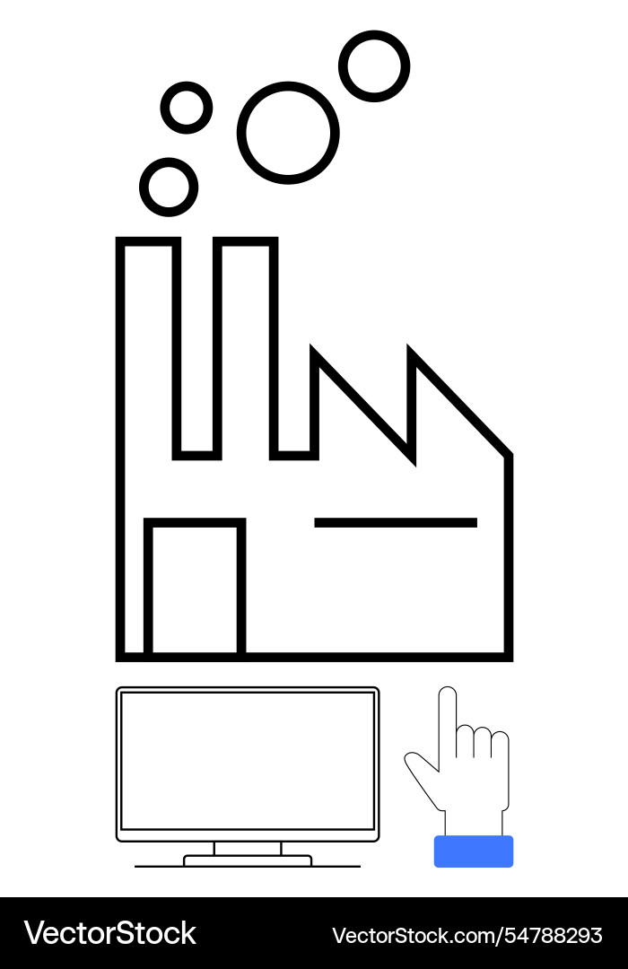 Factory building with chimneys emitting bubbles Vector Image