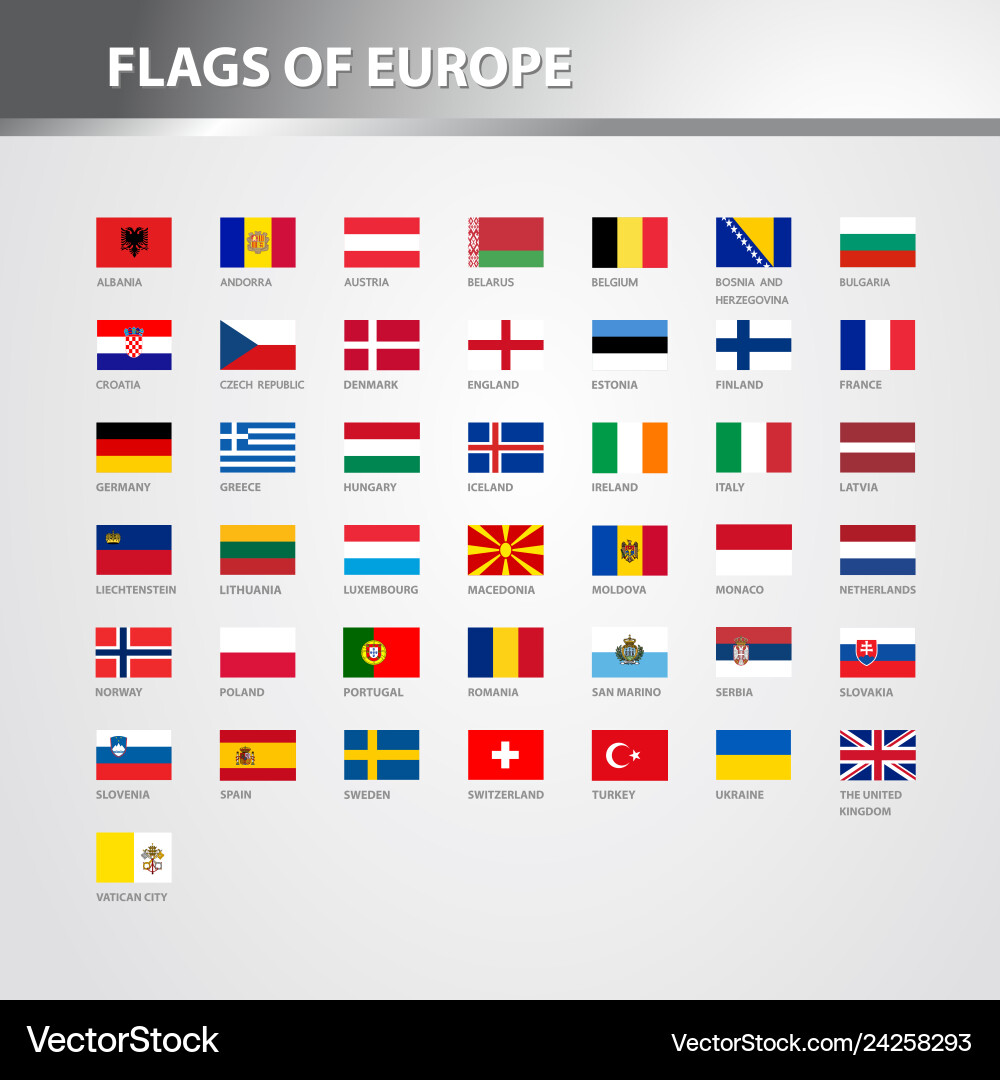 Flags of europe Royalty Free Vector Image - VectorStock