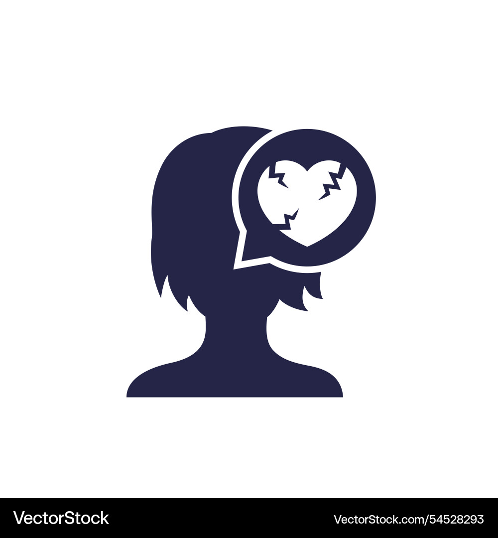 Girl with broken heart heartbreak icon Royalty Free Vector