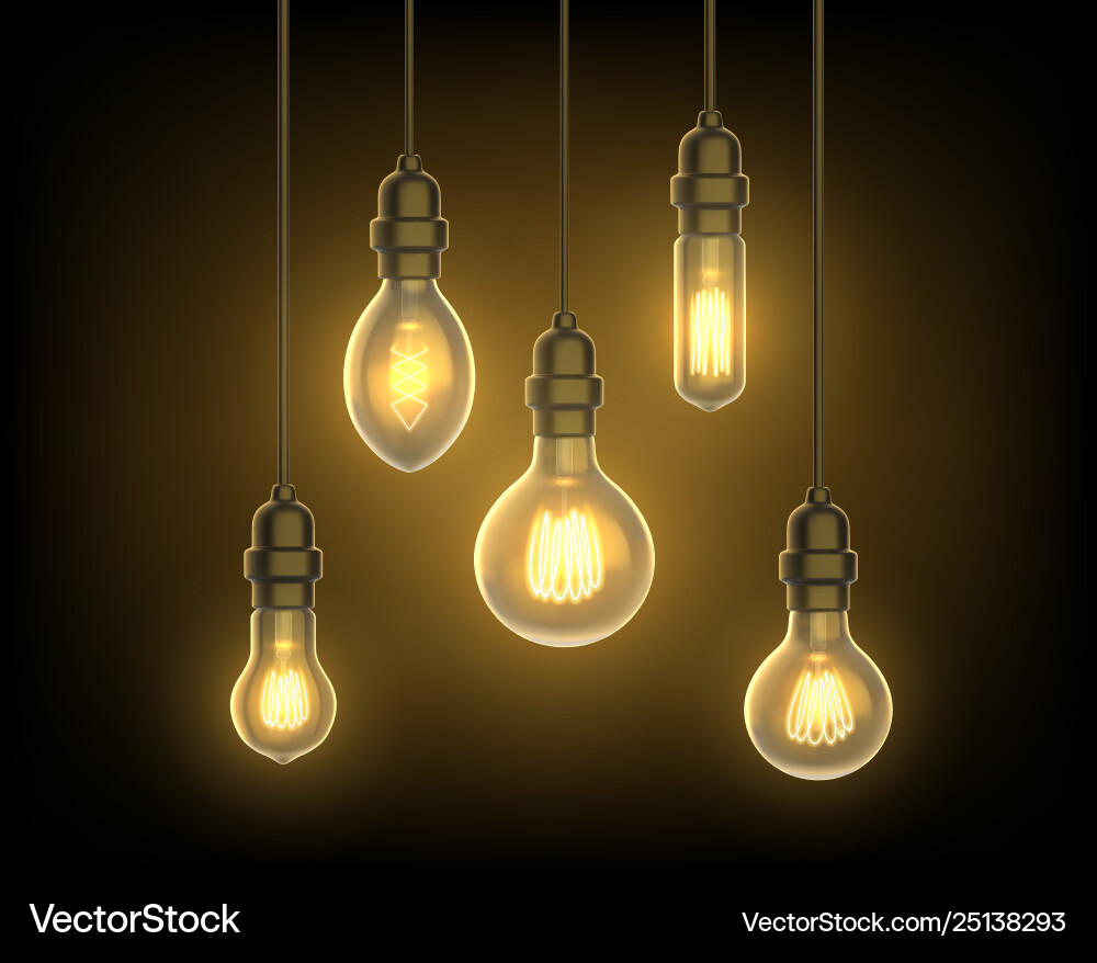 Lamp or bulb light hanging from ceiling Royalty Free Vector
