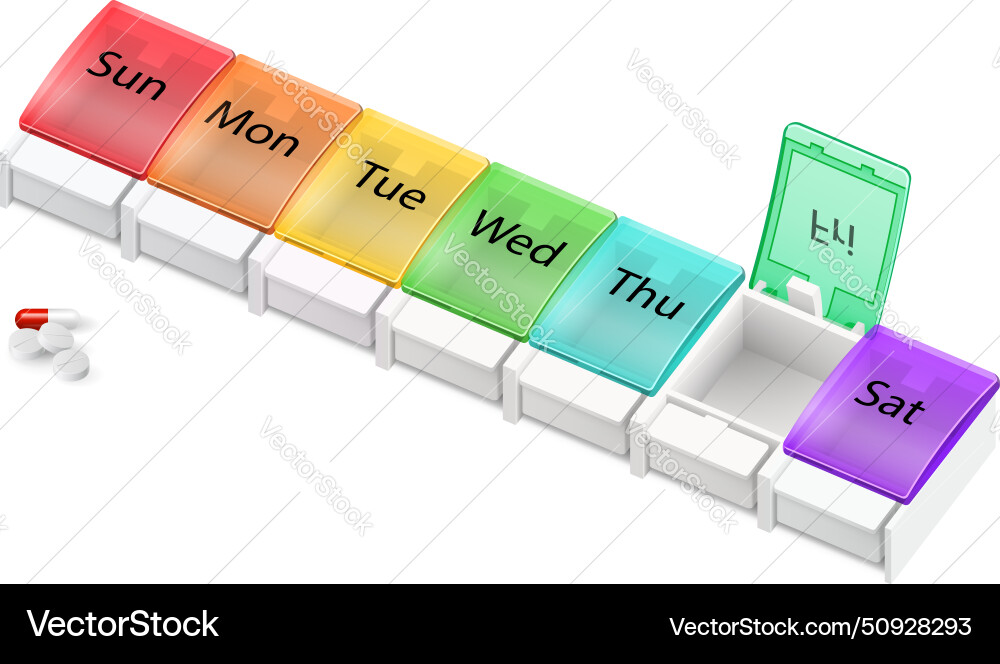 Pill organizer Royalty Free Vector Image - VectorStock