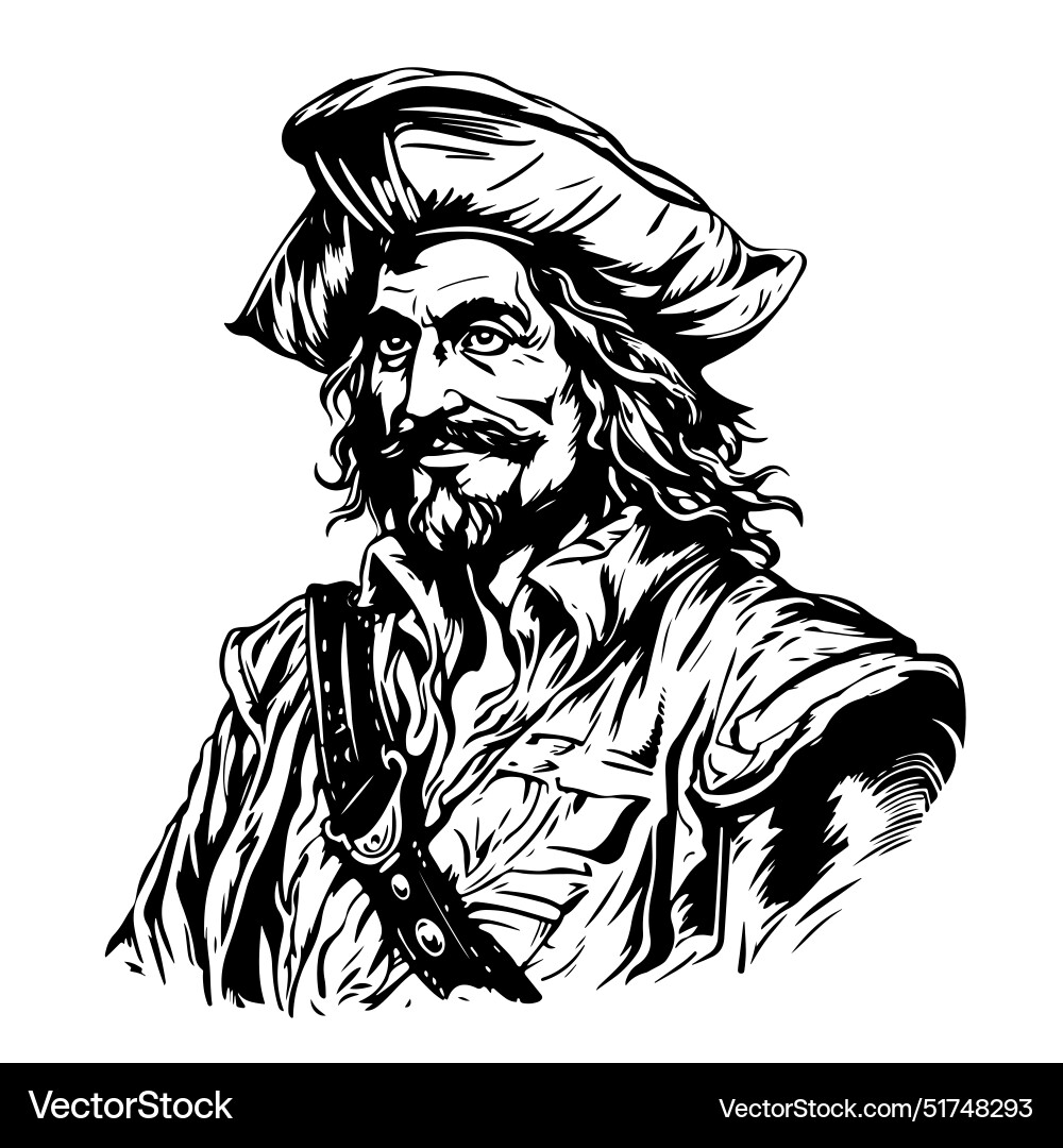 Pirate portrait abstract sketch hand drawn Vector Image