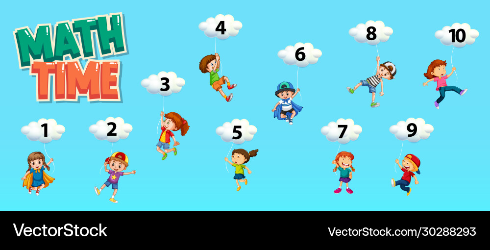 Poster design for math with number one to ten Vector Image