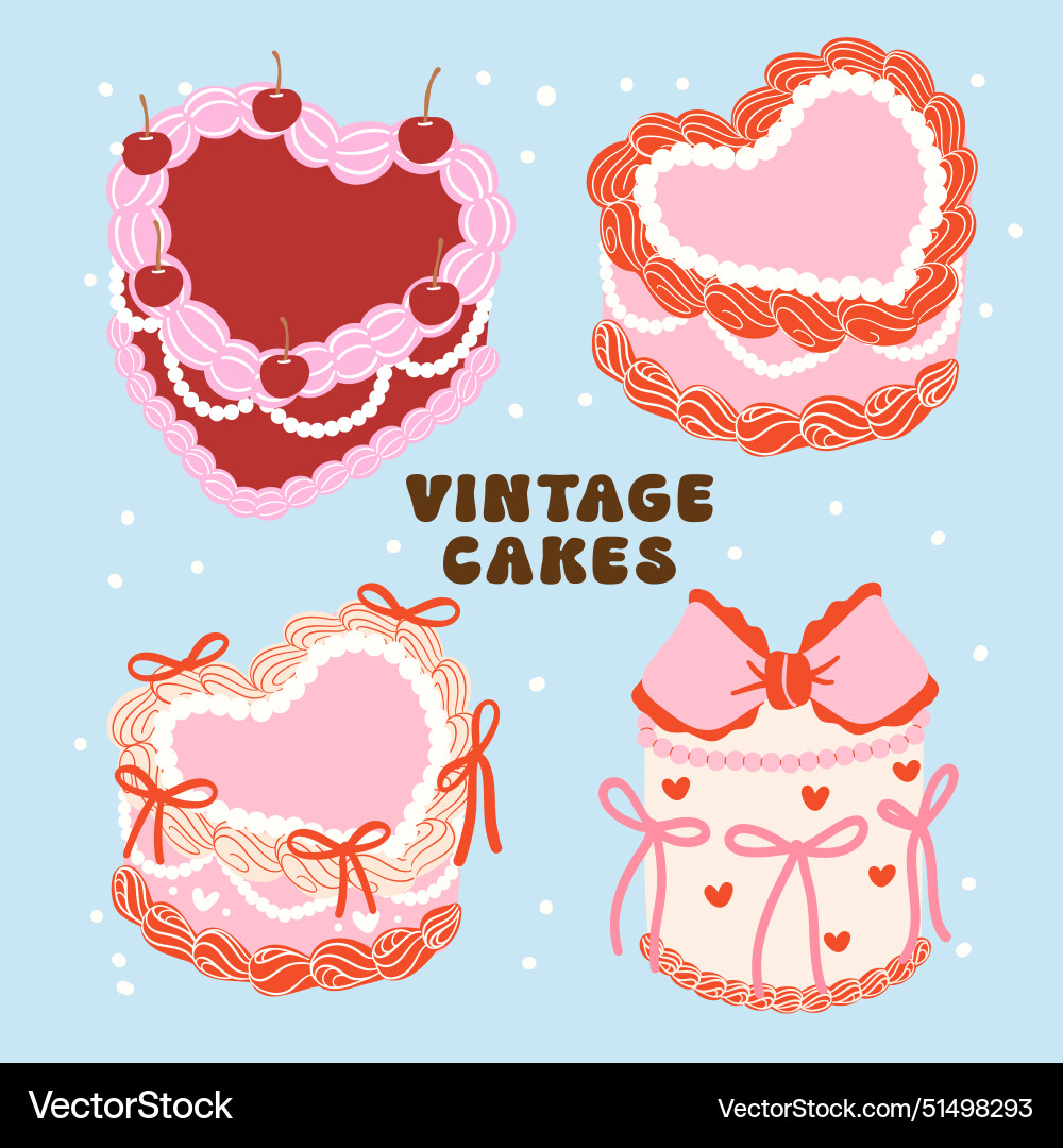 Retro coquette cake with vibrant pastel colors Vector Image