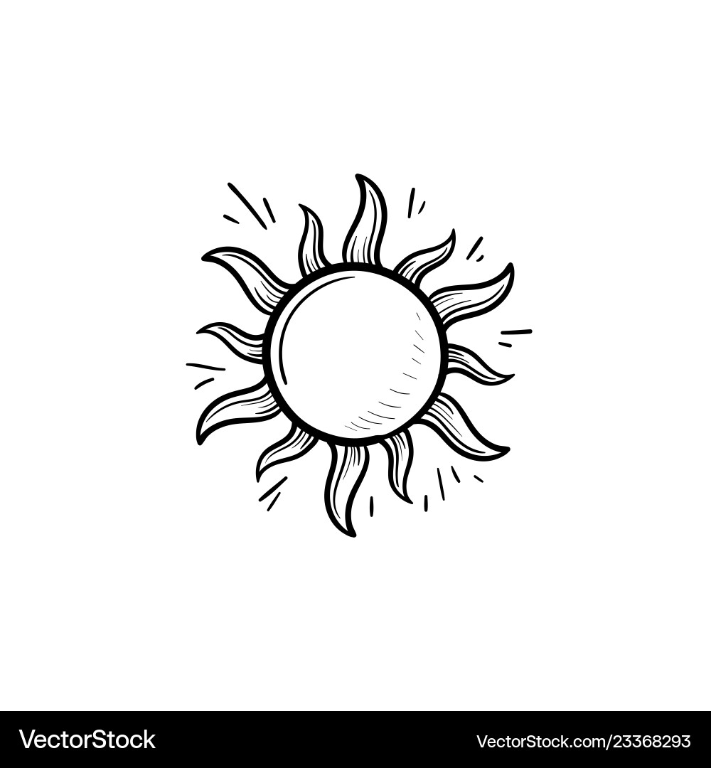 Sun hand drawn outline doodle icon Royalty Free Vector Image