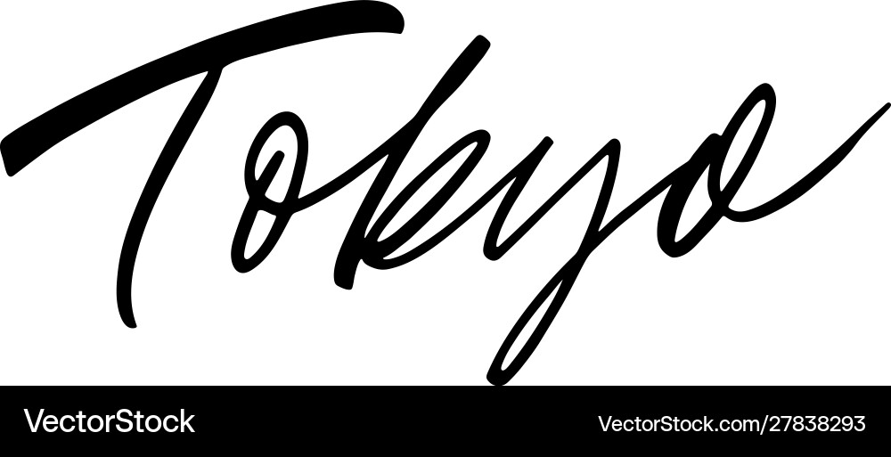 Tokyo ink pen hand written lettering Royalty Free Vector