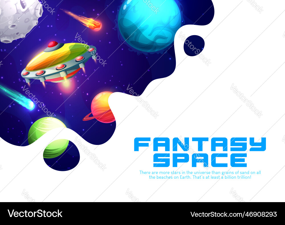 Ufo in starry galaxy space landing page template Vector Image