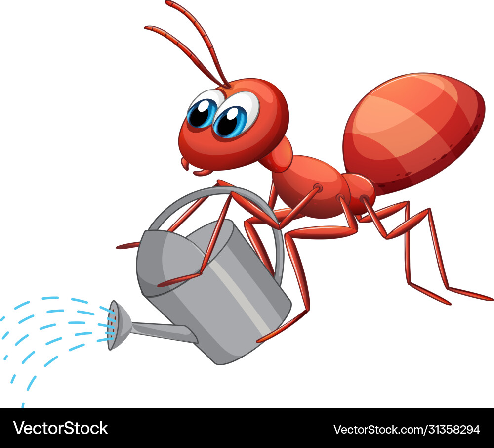 Ant with watering can Royalty Free Vector Image