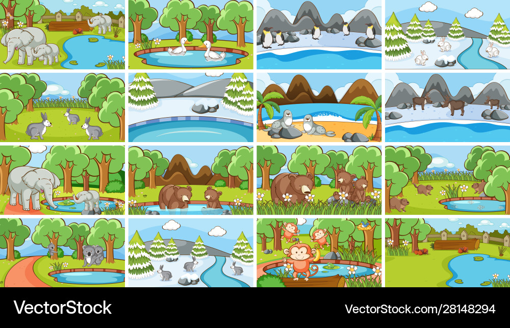 Background scenes animals in wild Royalty Free Vector Image