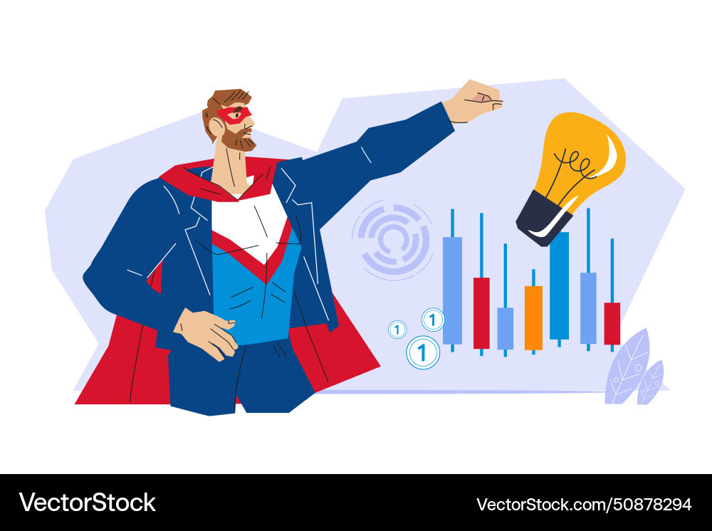 Businessman superhero with powerful leadership Vector Image