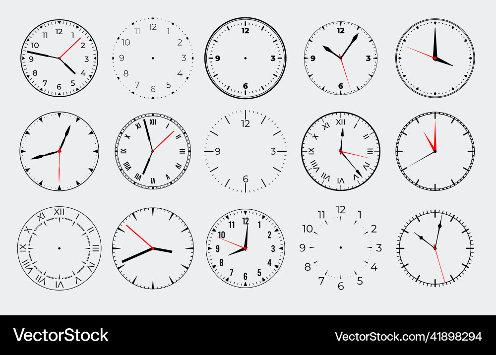 Circle watch face clock with marks numbers Vector Image