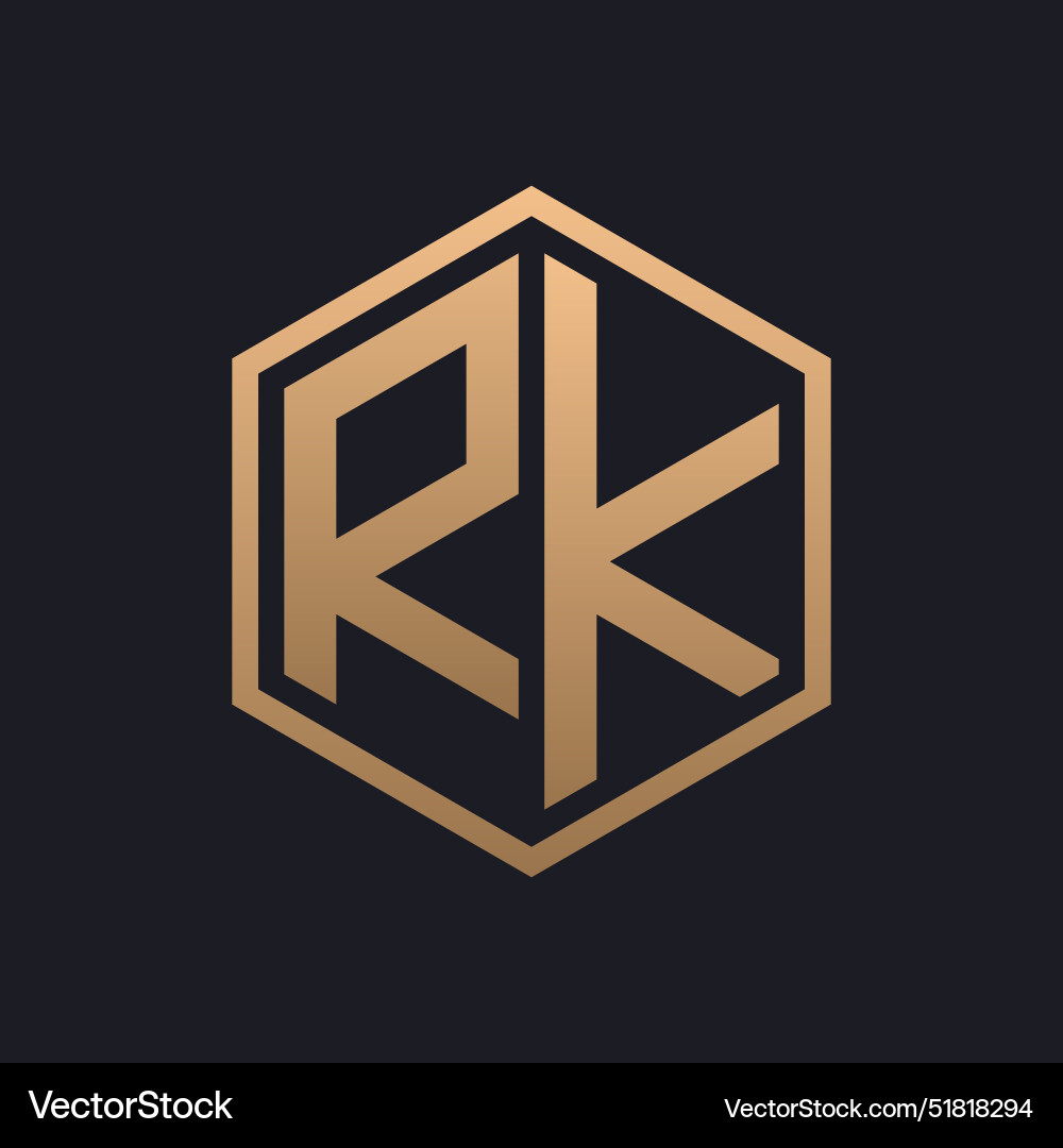 Elegant hexagon letter rk logo design initial Vector Image
