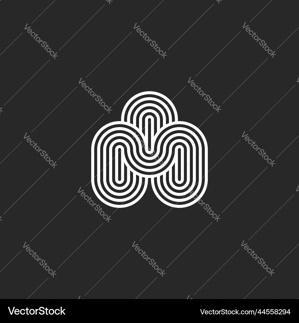 Infinity Form Logo drei ooo Buchstaben Verbindung Vektorbild