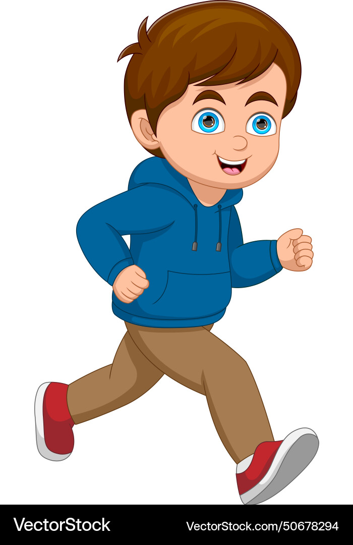 Little boy running cartoon Royalty Free Vector Image