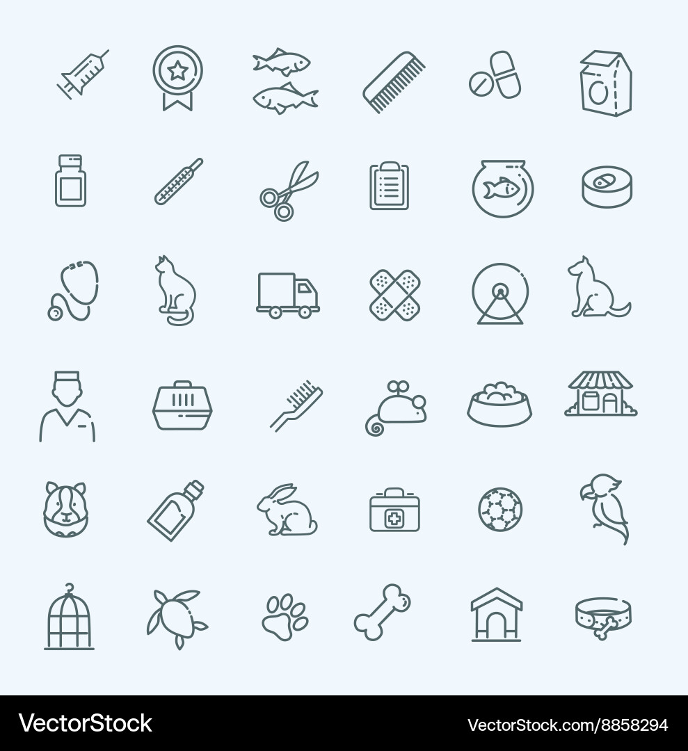 Outline web icon set - pet vet shop Royalty Free Vector